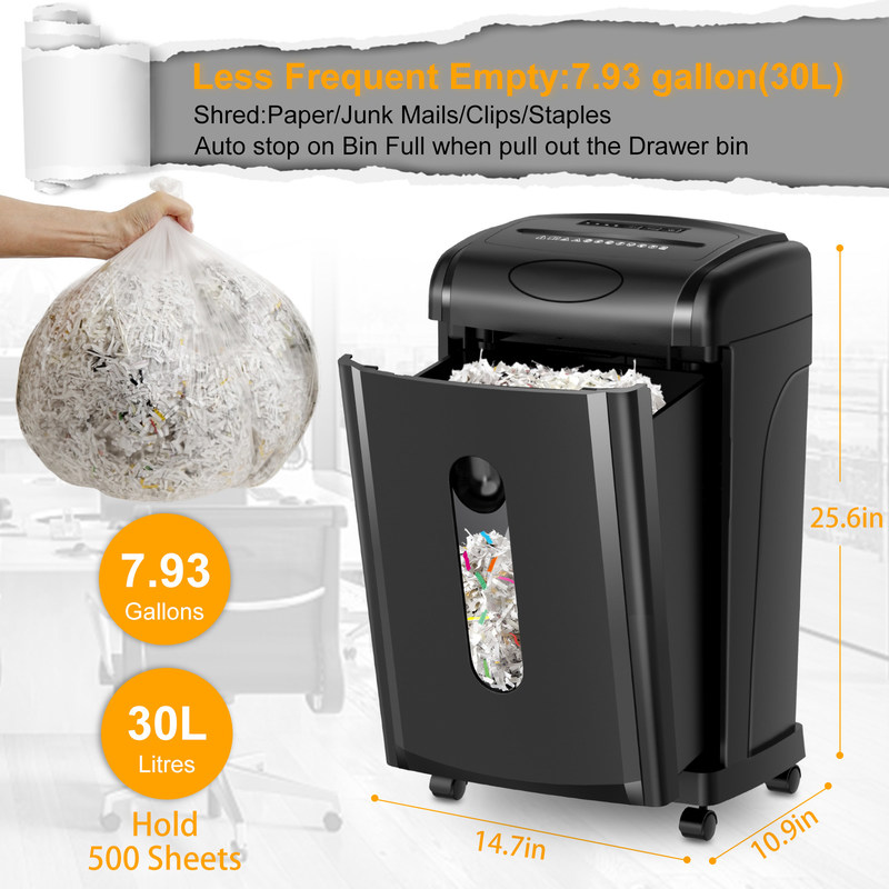 Secure Cross Cut Heavy Duty Paper Shredder With Pull Out Basket 2.2m/Min