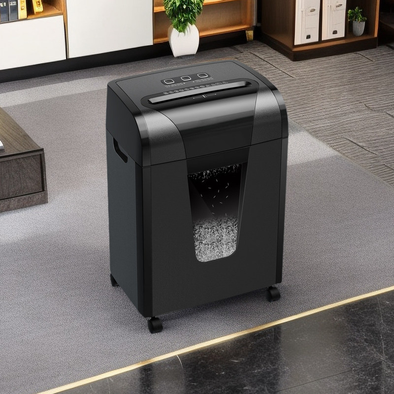 Black Micro Cut Paper Shredder Machine 20L 2.0m/Min Shred Speed