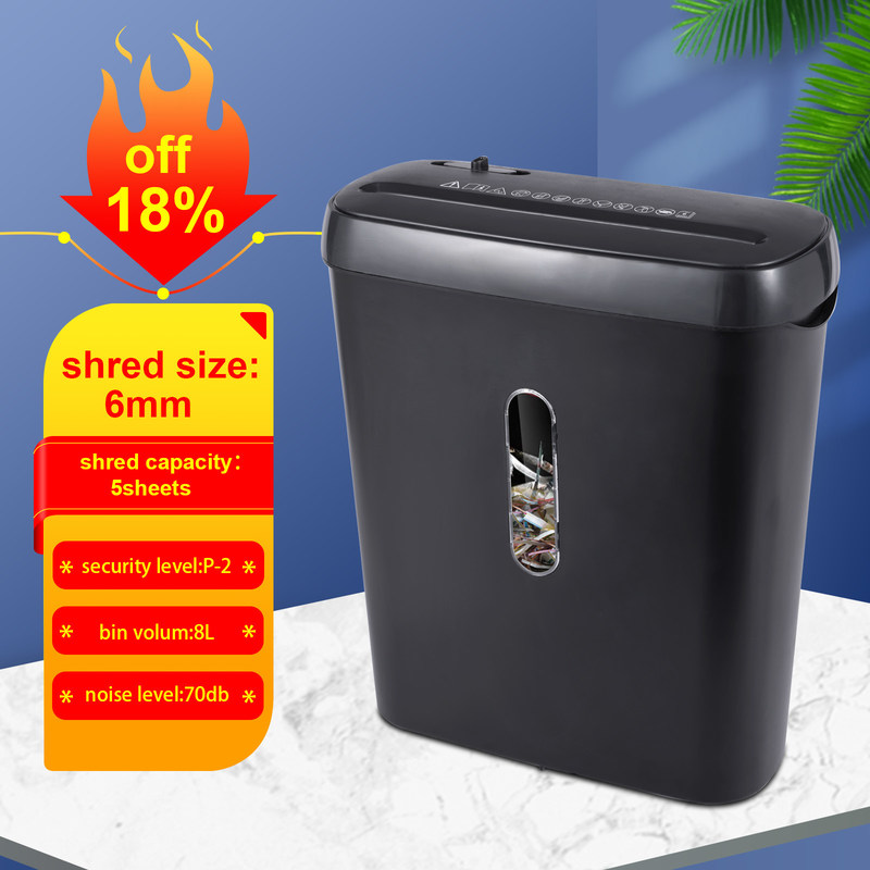 S636B Strip Cut Paper Shredder 6 Sheet A4 Mini Shredding Machine For ...